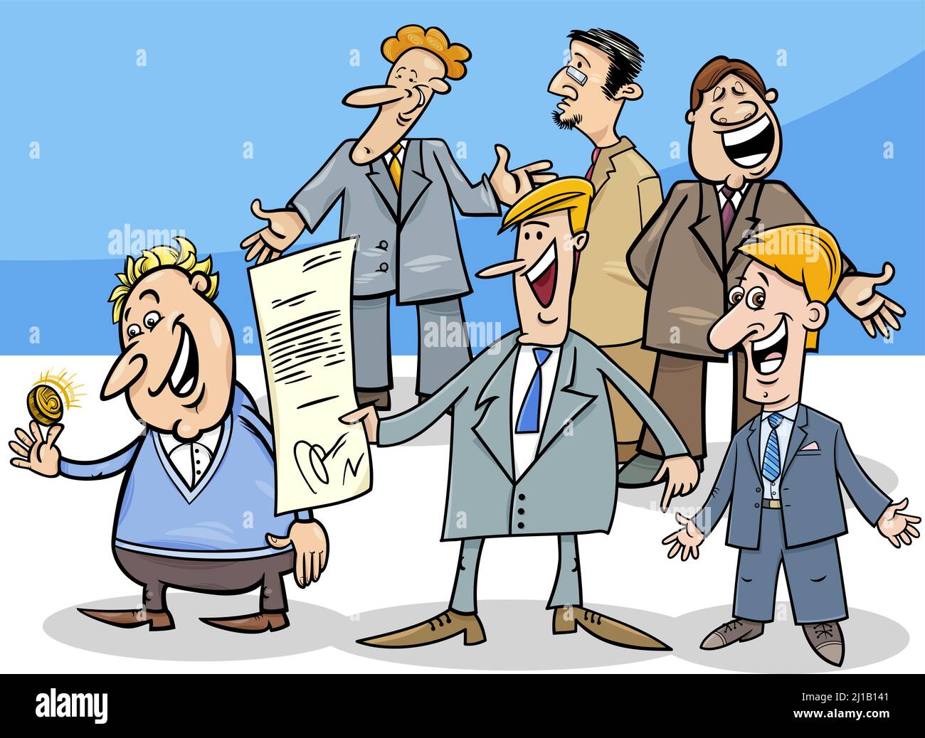 Cartoon illustration of businessmen or managers comic characters group ...