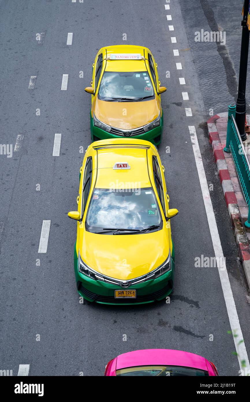 Bangkok, Thailand - 26 Aug 2021, Two Taxi were waiting for passenger in ...
