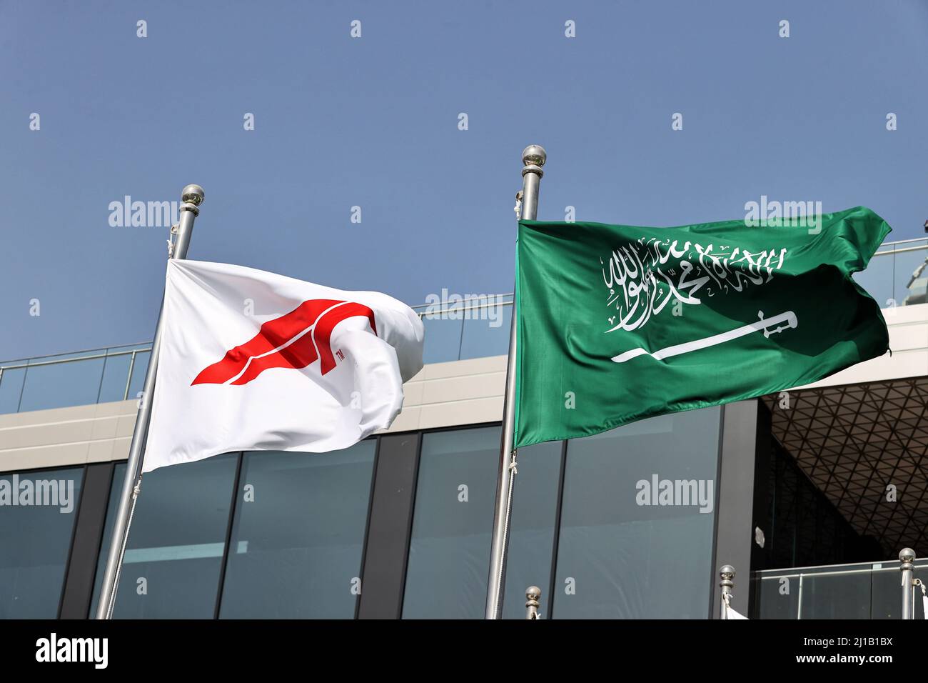 Jeddah, Saudi Arabia. 24th Mar, 2022. Circuit atmosphere - flags. Saudi ...