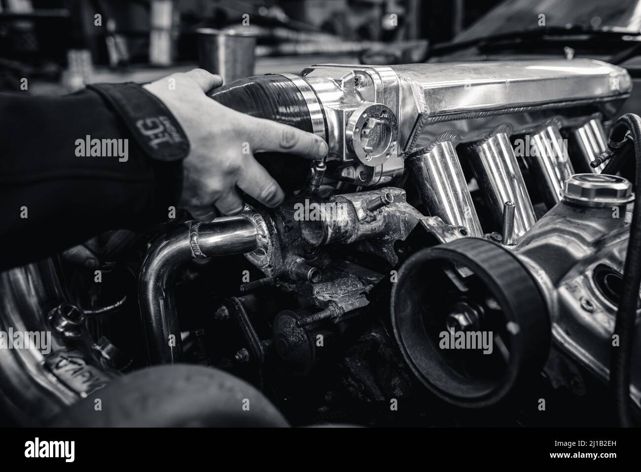 a close up photo of car engine Stock Photo - Alamy