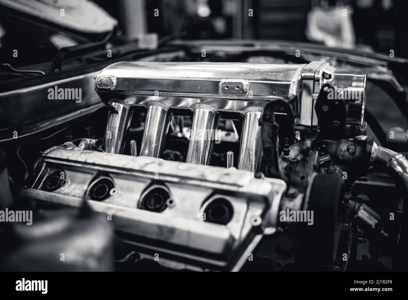 a close up photo of car engine Stock Photo - Alamy