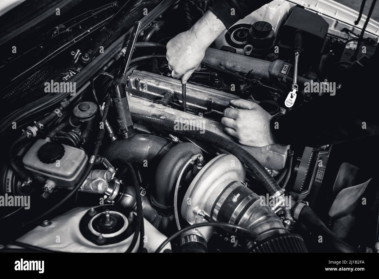 a close up photo of car engine Stock Photo - Alamy