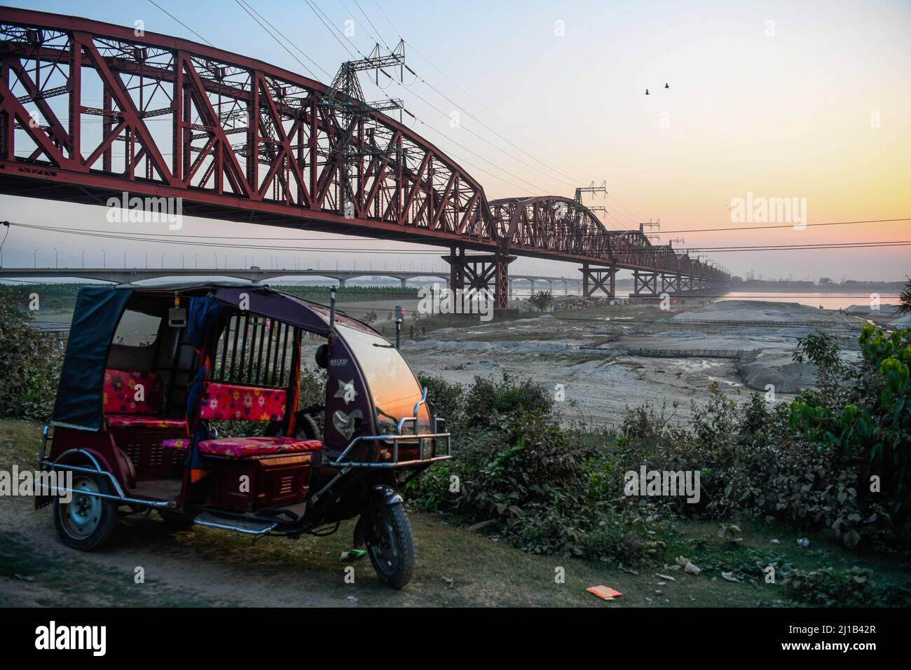 A view of Hardinge Bridge over the Padma River. Over a hundred years ...