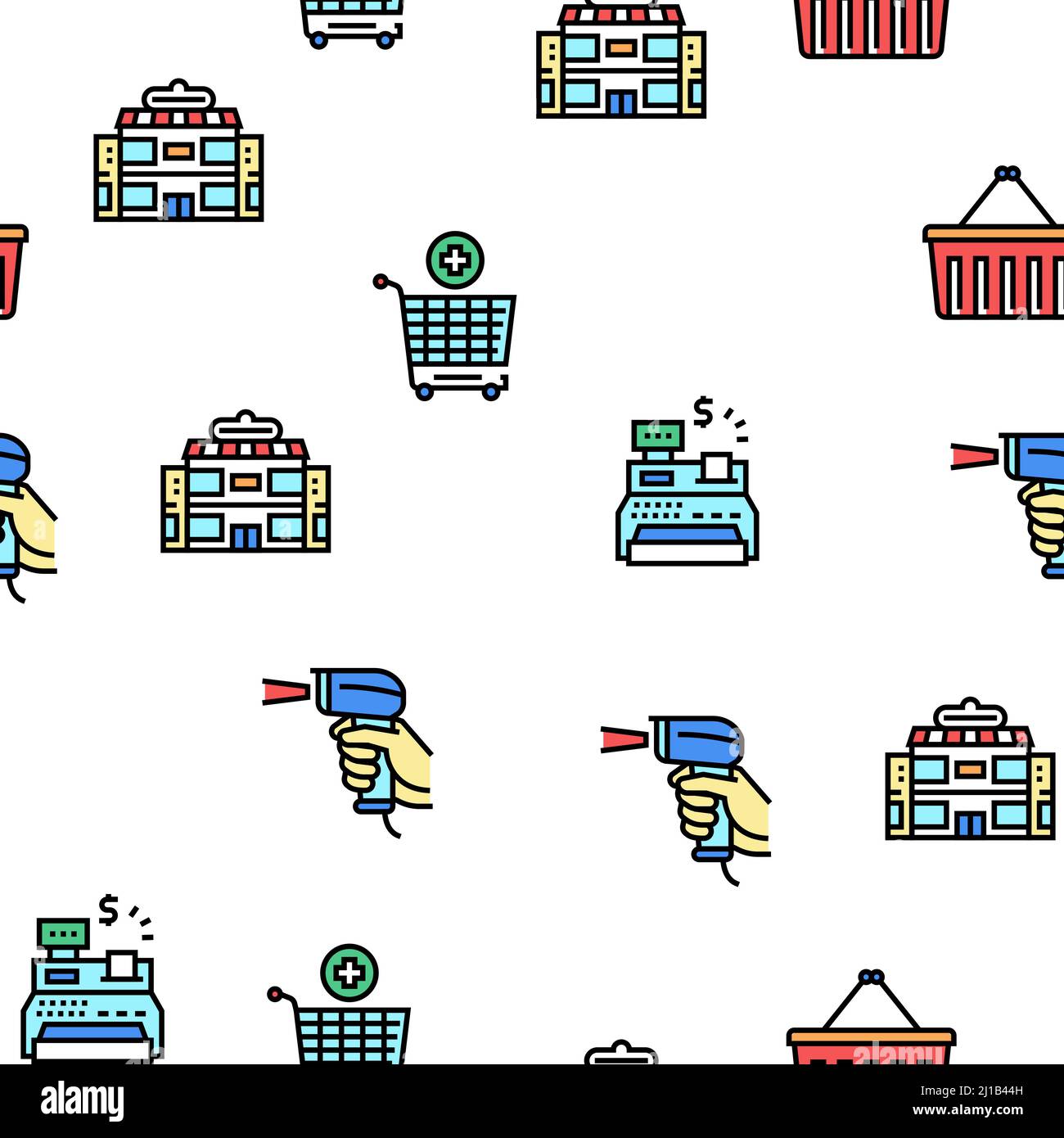 Supermarket Store Vector Seamless Pattern Stock Vector Image & Art - Alamy