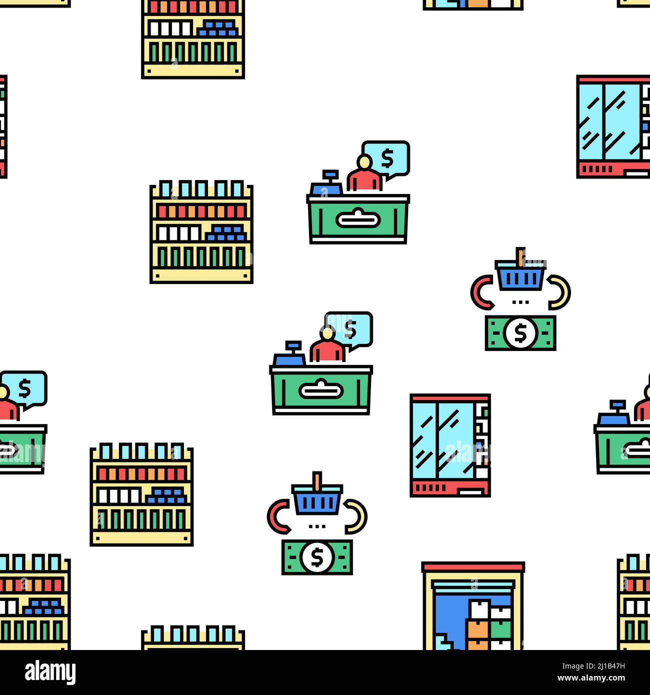 Supermarket Store Vector Seamless Pattern Stock Vector Image & Art - Alamy