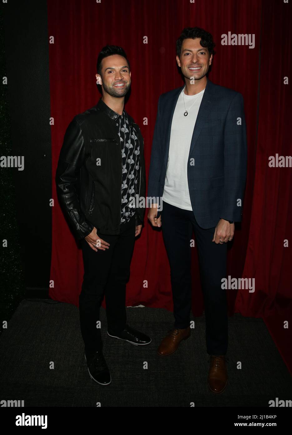 Singers Chadwick Johnson (L) and Jonathan Karrant attend Mark Messina's ...