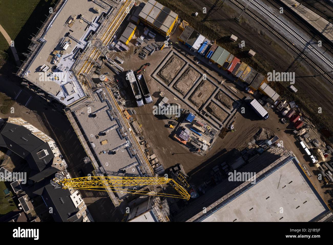 Top down view of construction site Ubuntuplein urban development of ...