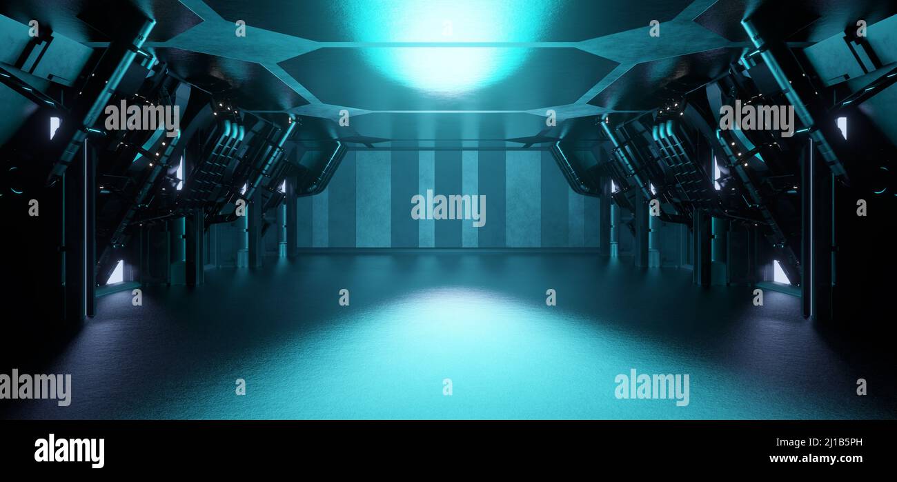 Computerized Inter Galactic Empty Hallway Corridor Room Garage Studio ...