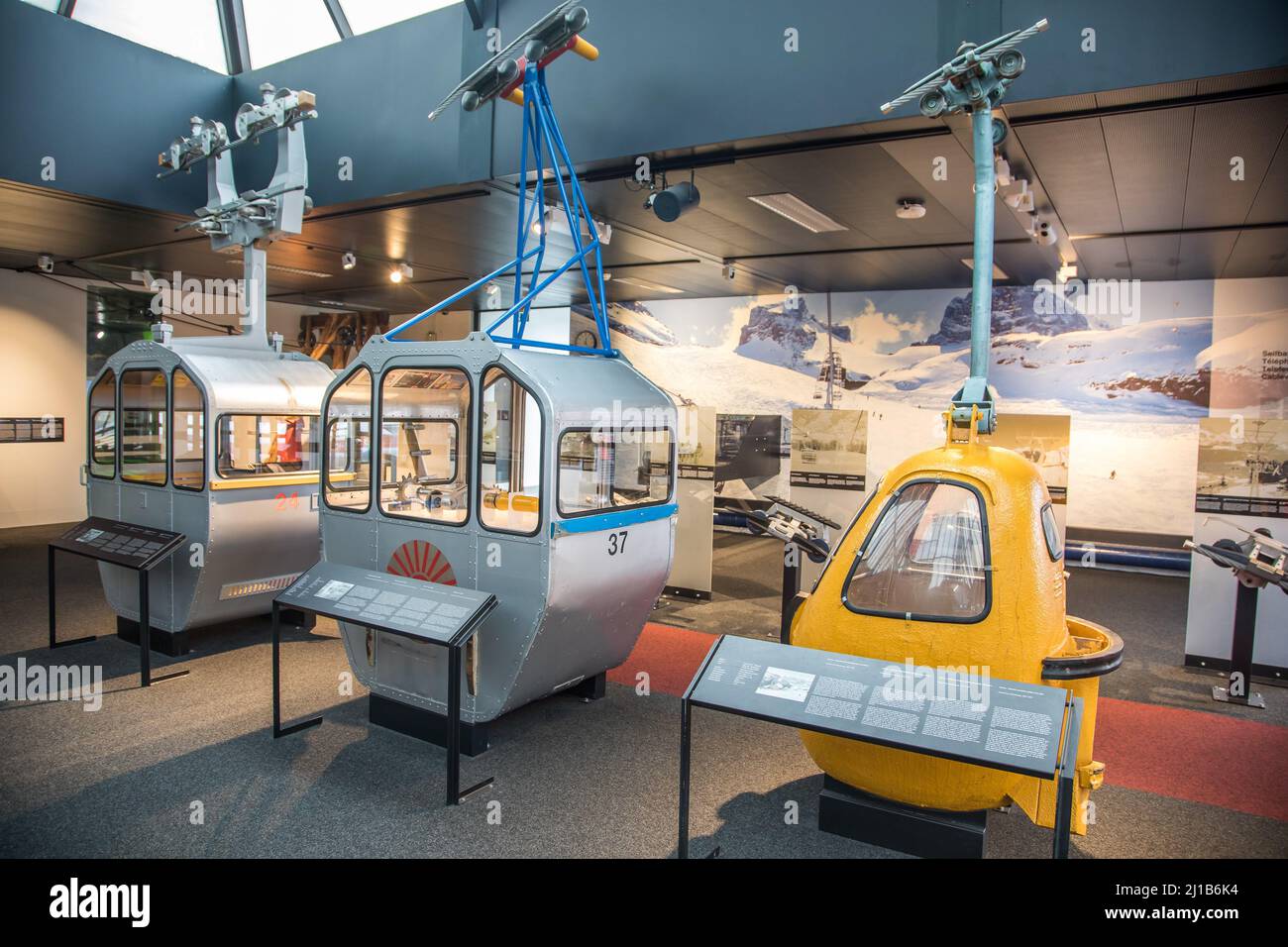 EXHIBITION OF OLD CABLE CARS AT THE SWISS MUSEUM OF TRANSPORT, MOUNTAIN ...