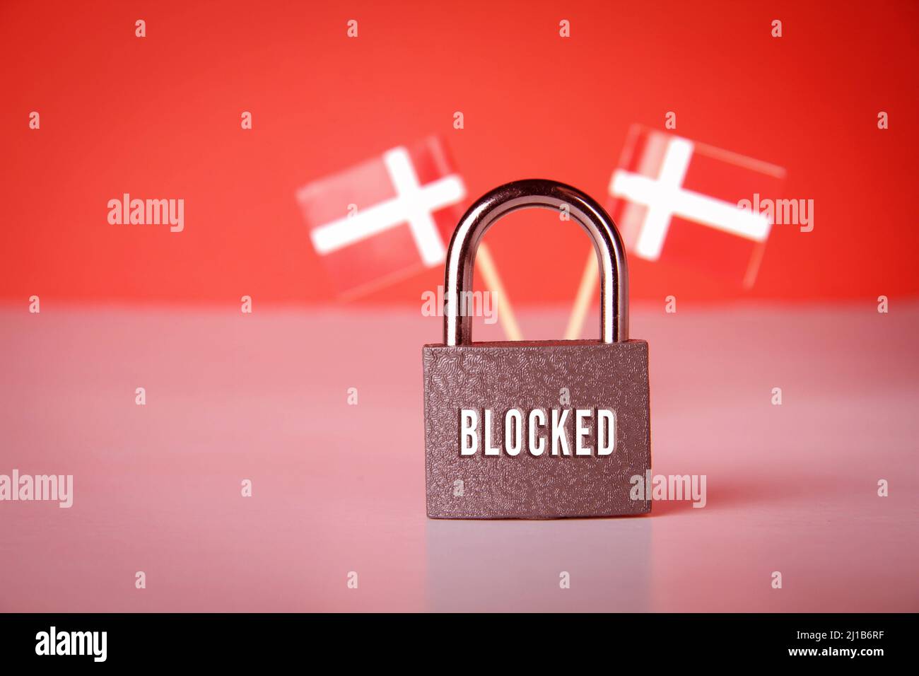 Closed padlock with blocking inscription. Closed borders of countries ...