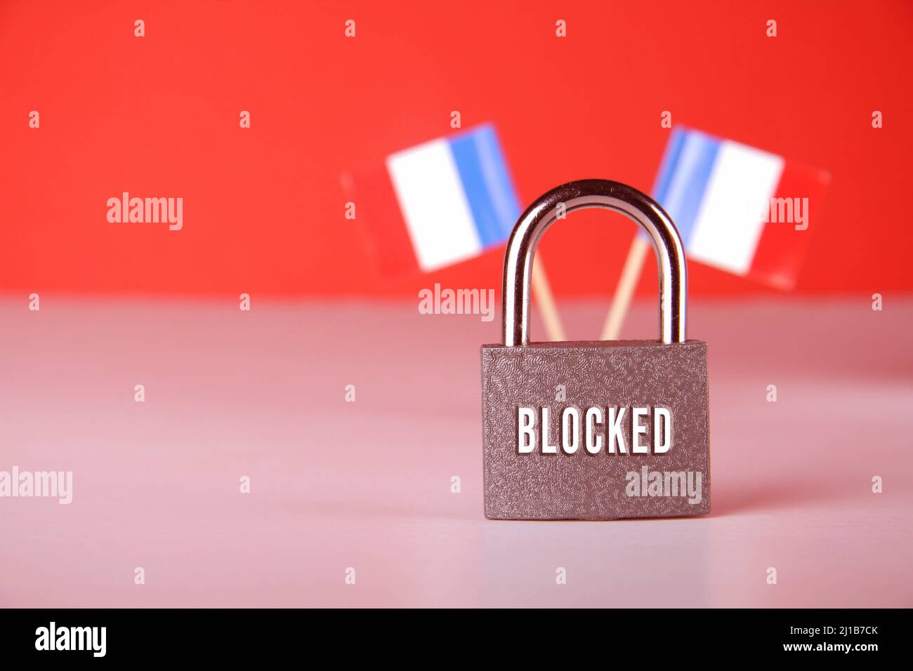 Closed padlock with blocking inscription. Closed borders of countries ...