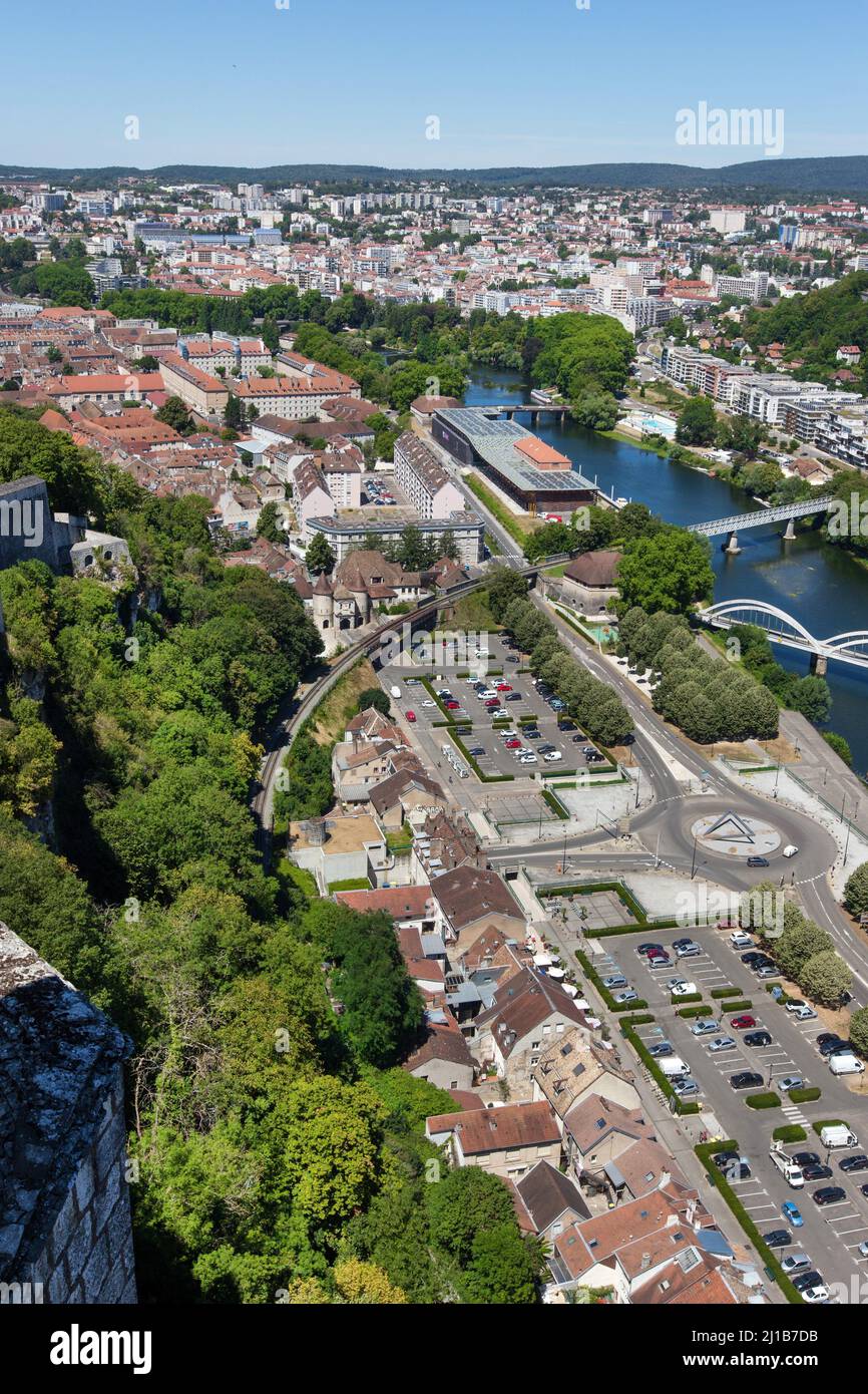 VIEW FROM THE TOP OF THE CITADEL'S RAMPARTS OVER THE CITY OF BESANCON ...