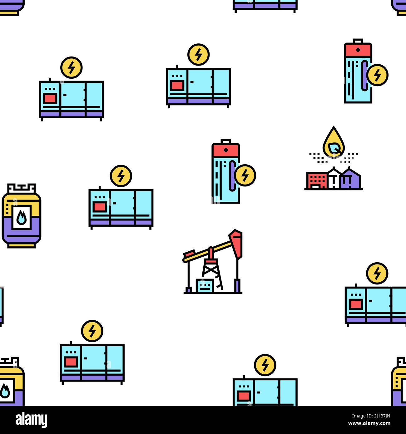 Energy Electricity And Fuel Power Vector Seamless Pattern Stock Vector ...