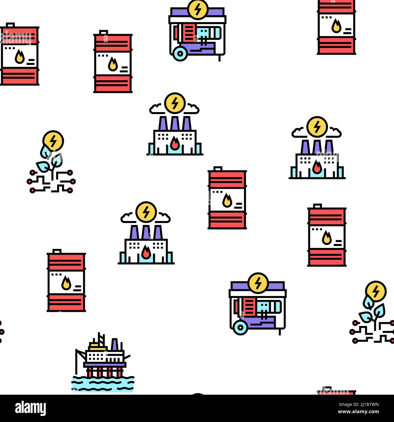 Energy Electricity And Fuel Power Vector Seamless Pattern Stock Vector ...