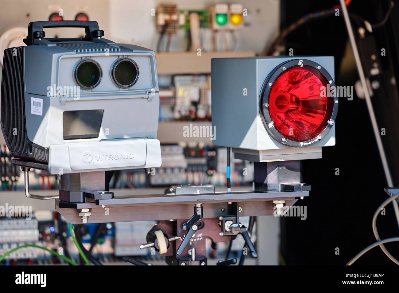 Wendelstein, Germany. 24th Mar, 2022. The Vitronic speed camera ...