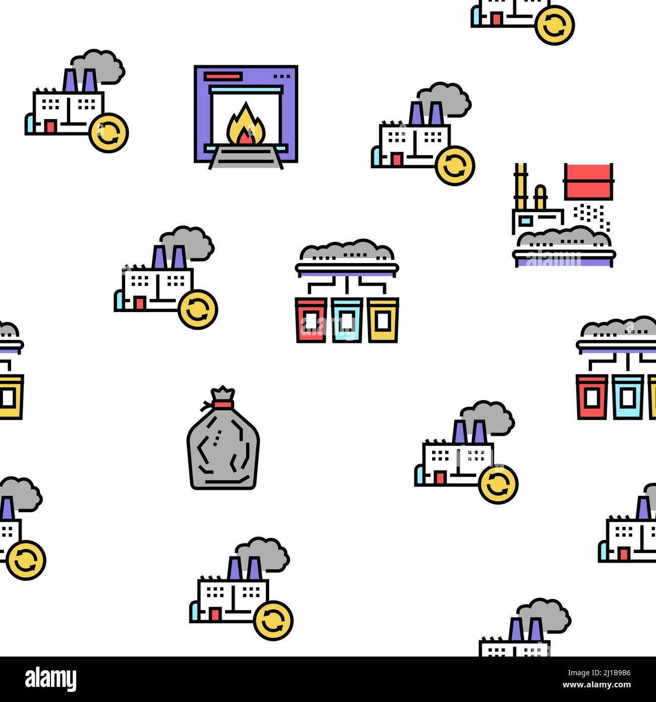 Factory Garbage Waste Vector Seamless Pattern Stock Vector Image & Art ...