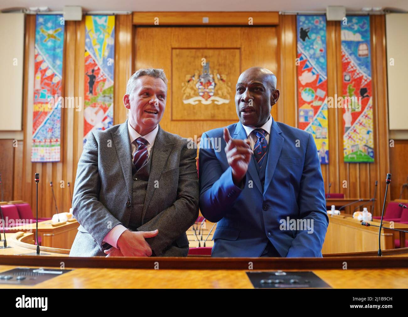 Frank Bruno (right) and Cllr Darren Rodwell in Barking Town Hall's ...