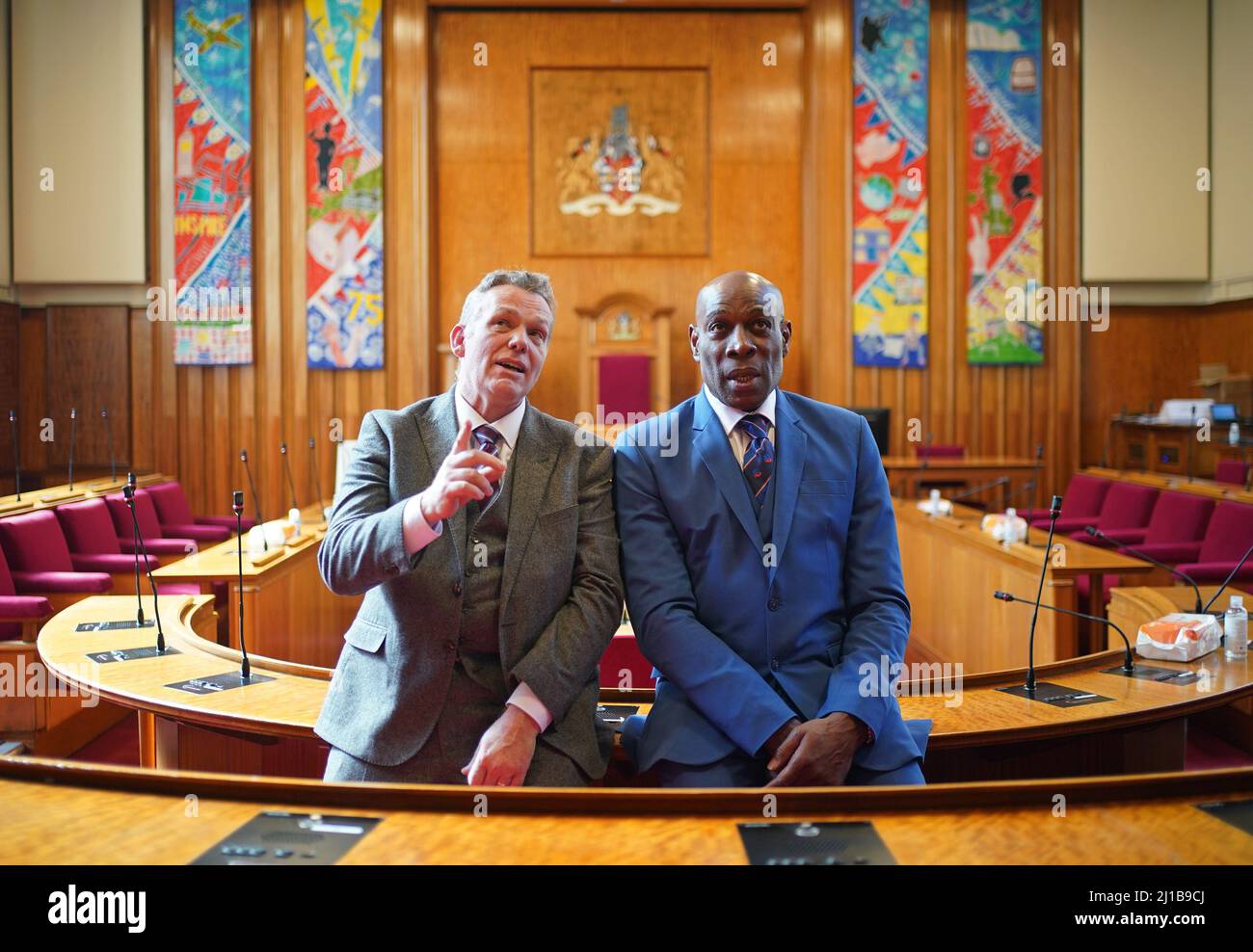 Frank Bruno (right) and Cllr Darren Rodwell in Barking Town Hall's ...