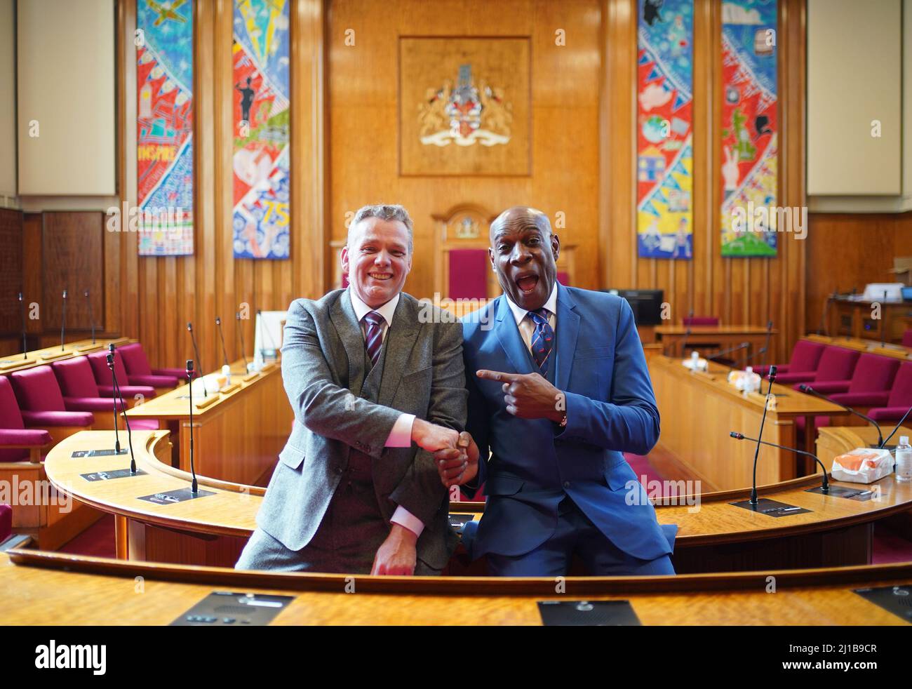 Frank Bruno (right) and Cllr Darren Rodwell in Barking Town Hall's ...