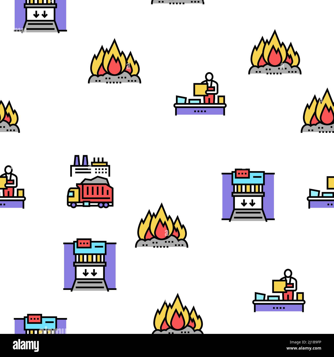 Factory Garbage Waste Vector Seamless Pattern Stock Vector Image & Art ...