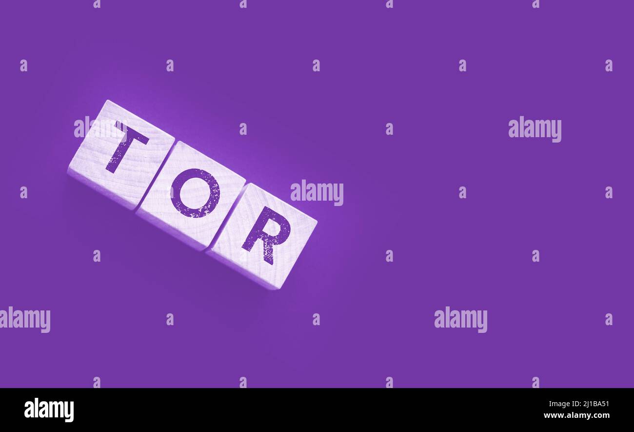 Tor anonymous by letters on a woden blocks on black. Business concept ...