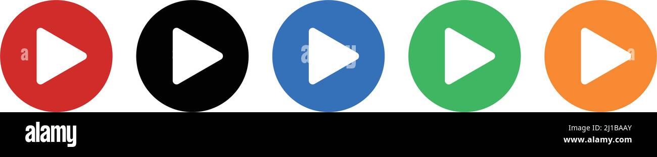 Play button icon set. Video and music playback. Editable vectors Stock ...