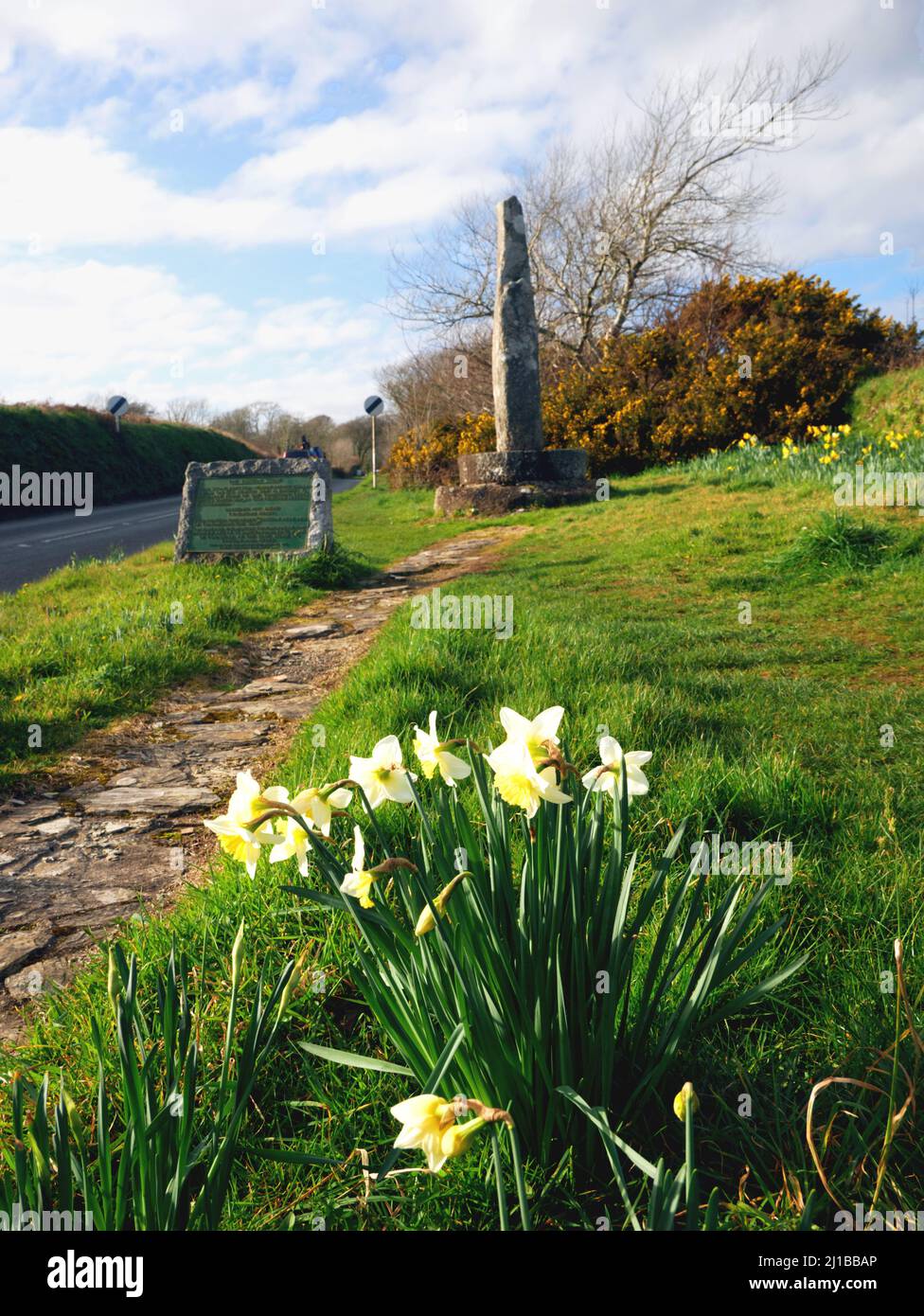 The Tristan Stone, Fowey, Cornwall, the base of an ancient Celtic Cross ...