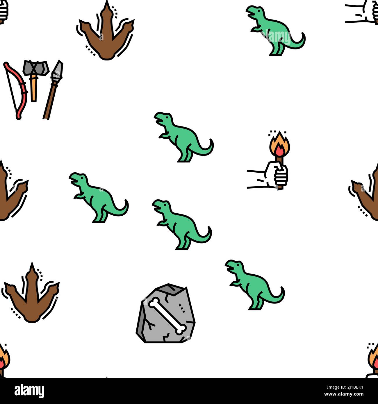 Prehistoric Period Vector Seamless Pattern Stock Vector Image & Art - Alamy