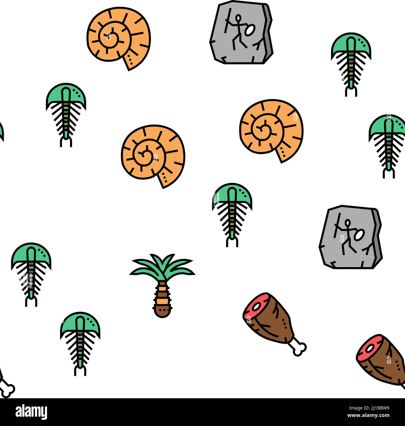 Prehistoric Period Vector Seamless Pattern Stock Vector Image & Art - Alamy