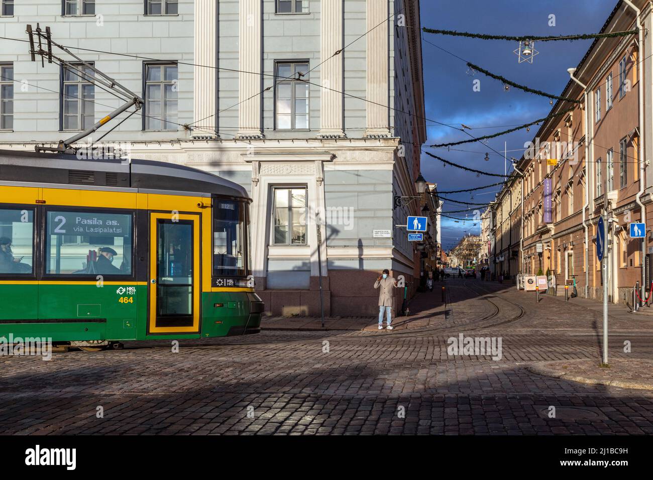 TRAMWAY IN FRONT OF THE CITY HALL, HELSINKI, FINLAND, EUROPE Stock ...