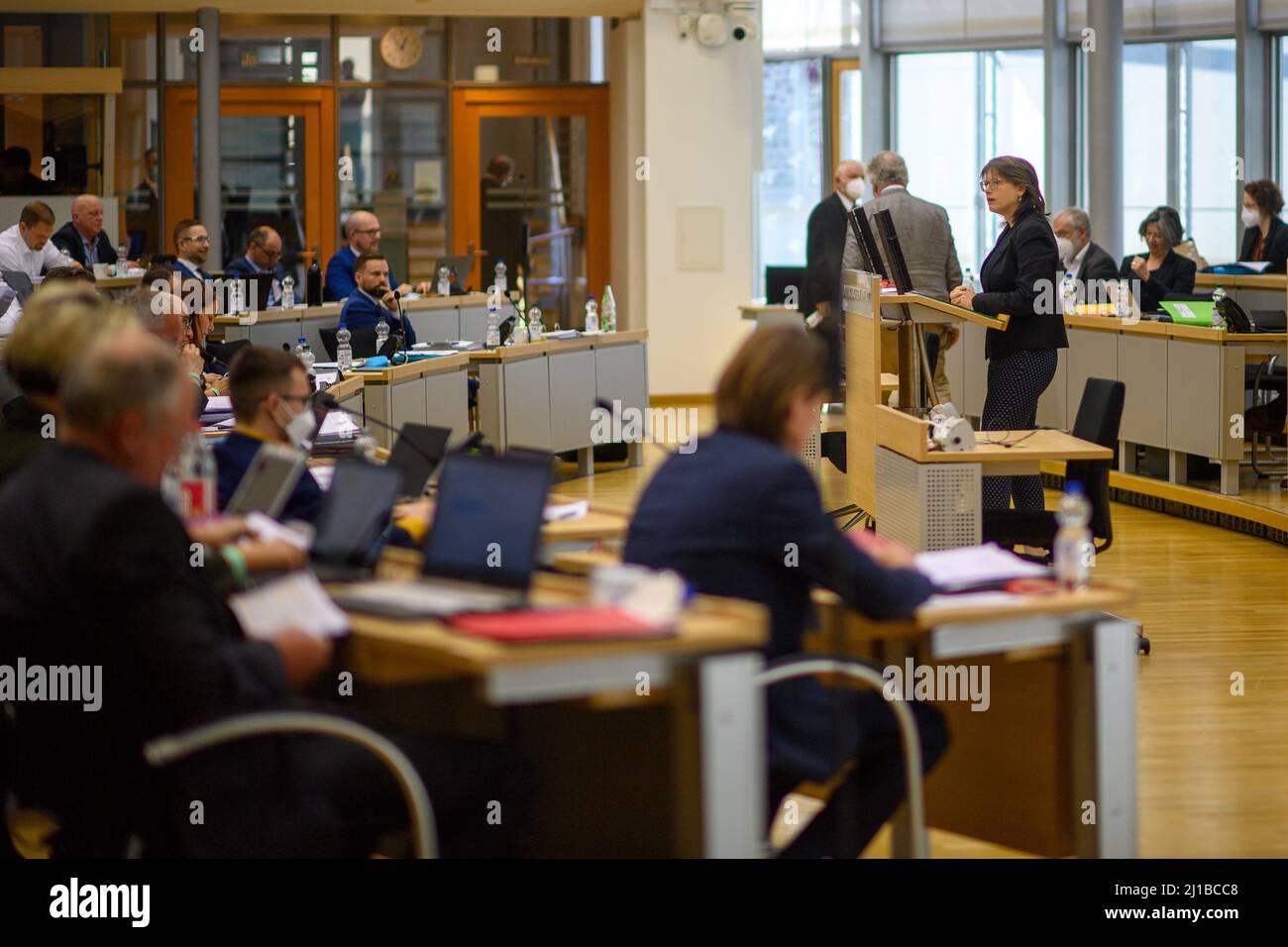 Magdeburg, Germany. 24th Mar, 2022. Katja Pähle (SPD), leader of the ...