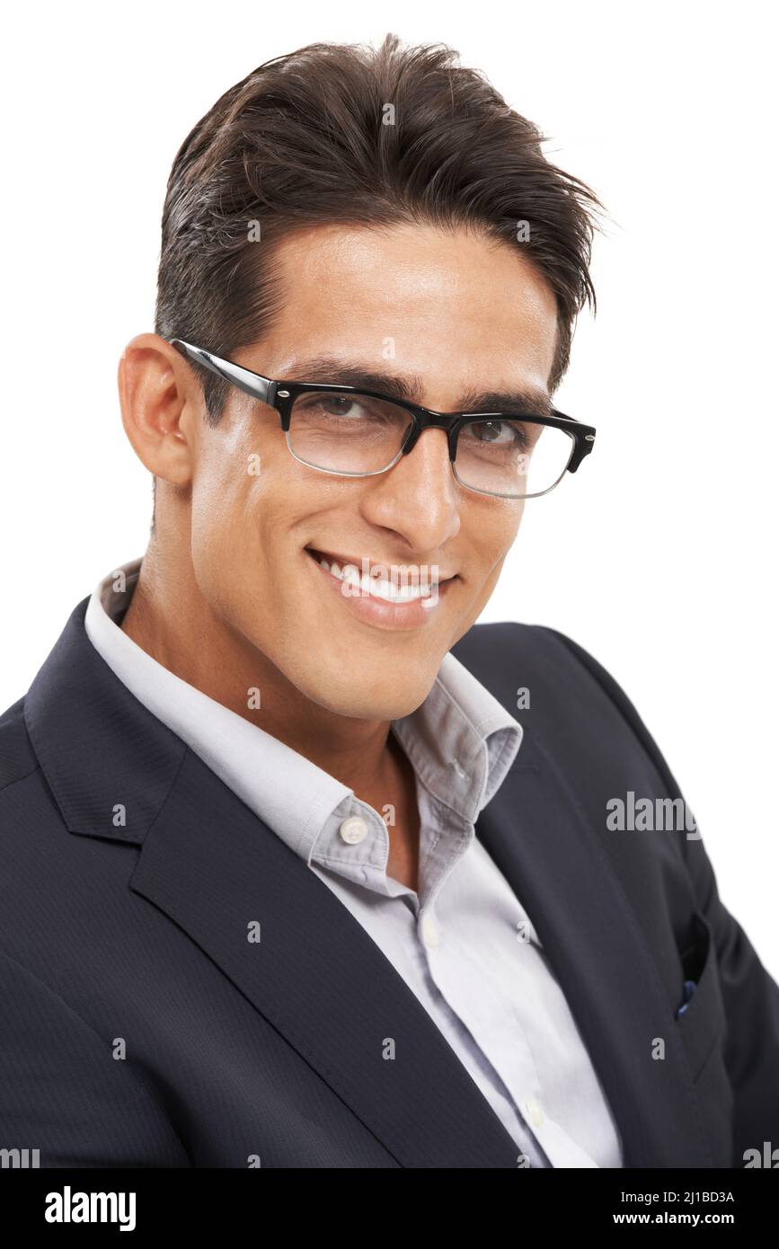 Portrait happy businessman presenting hi-res stock photography and ...