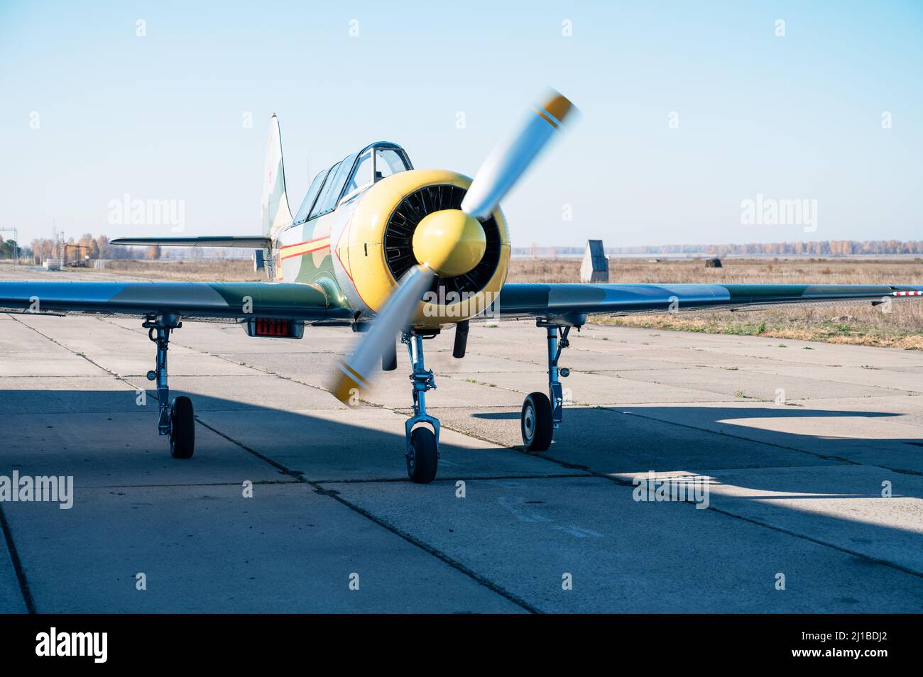 Ultralight small private aircraft airplane at the aerodrome airport ...