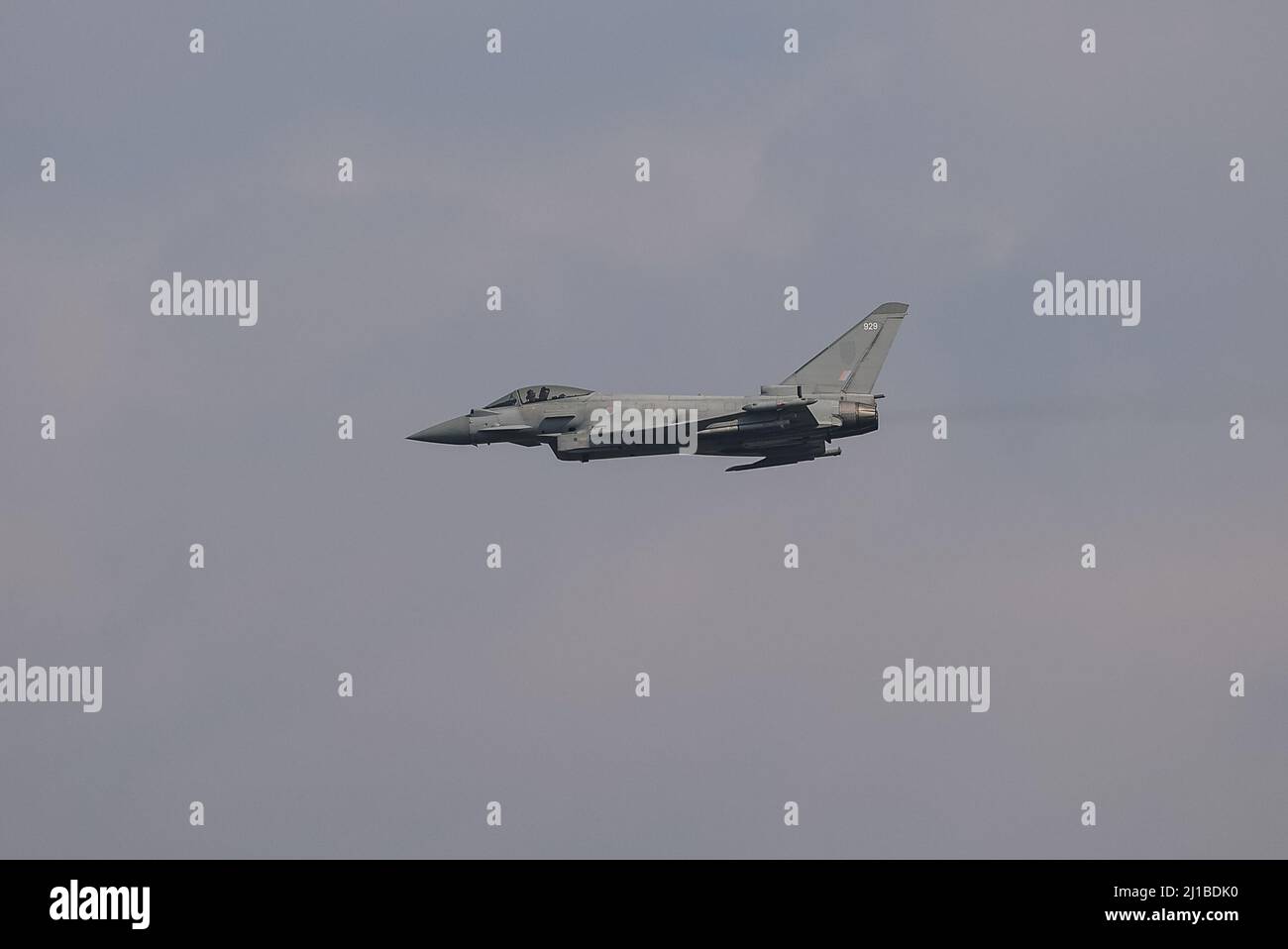 A RAF Typhoon files over RAF Leeming as part of the 100 Squadron ...