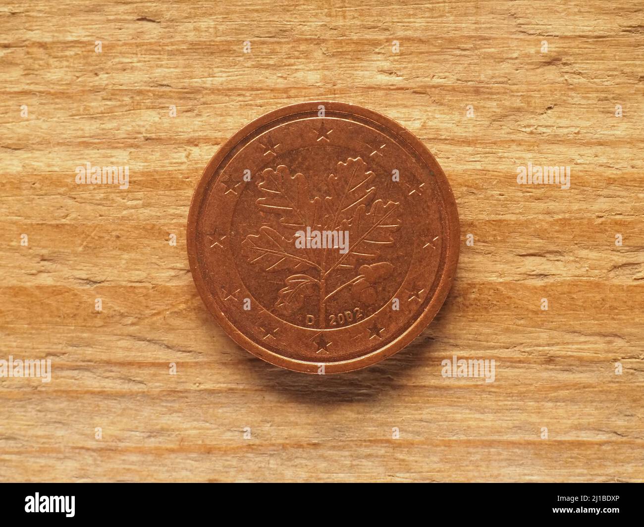 one cents coin, German side showing oak twig, currency of Germany ...