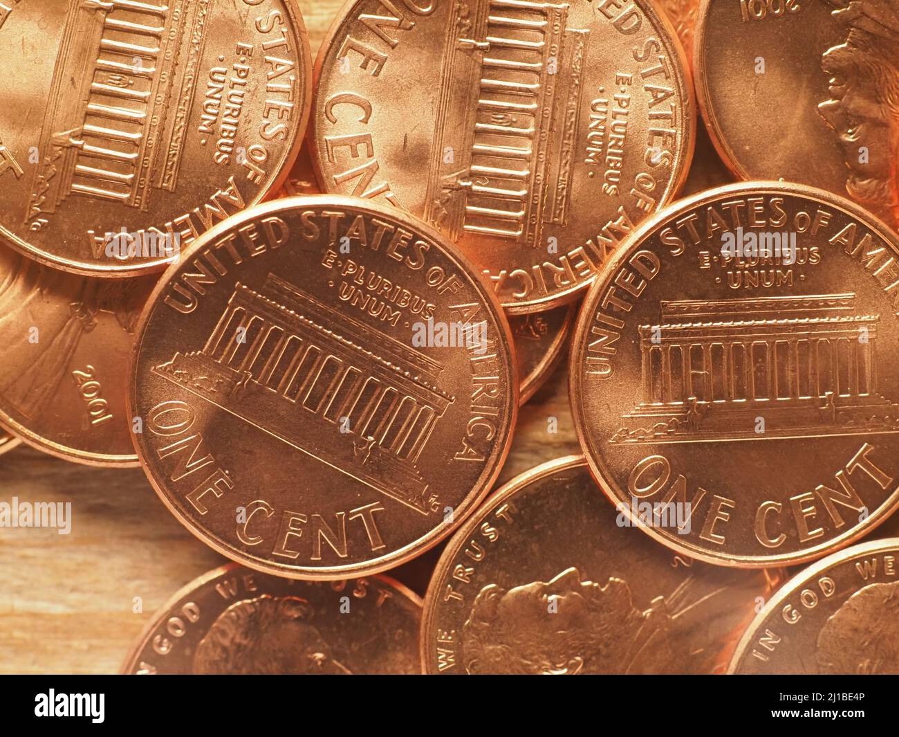 One dollar cent coins money (USD), currency of United States Stock ...