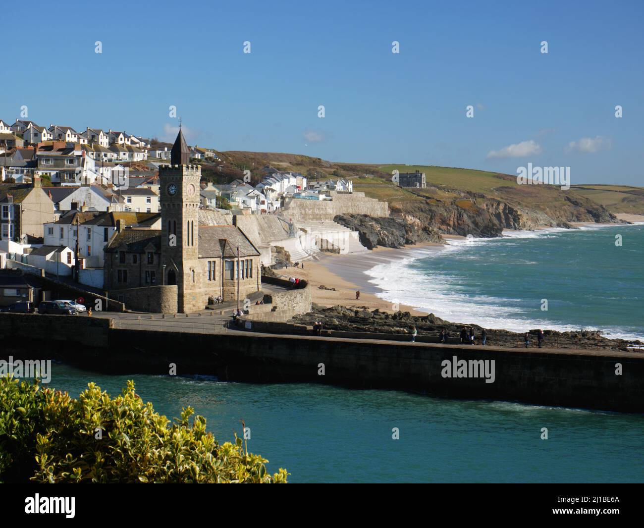 The harbour and clock tower, Porthleven, Cornwall Stock Photo - Alamy
