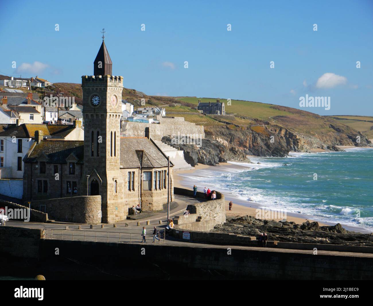The harbour and clock tower, Porthleven, Cornwall Stock Photo - Alamy