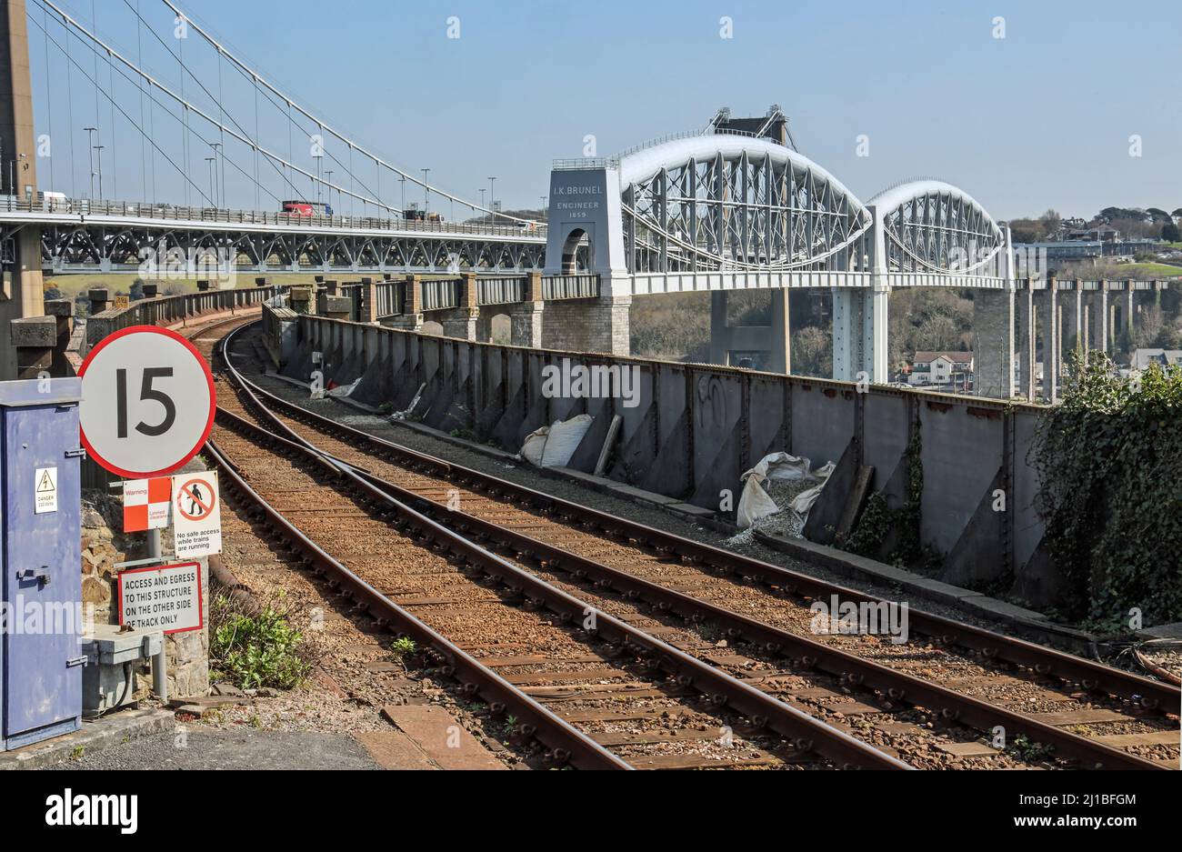 The Royal Albert Bridge aka Saltash Bridge is a single track historic ...
