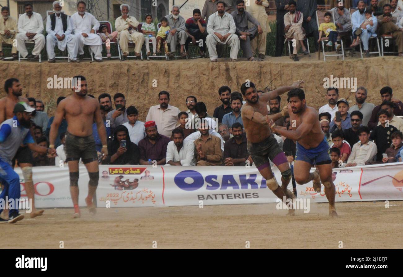 March 23, 2022, Rawalpndi, Punjab, Pakistan: Kabaddi is a popular and ...