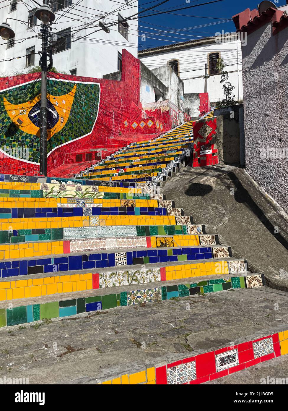 The famous stairs in Rio de Janeiro, decorated by the artist Jorge ...