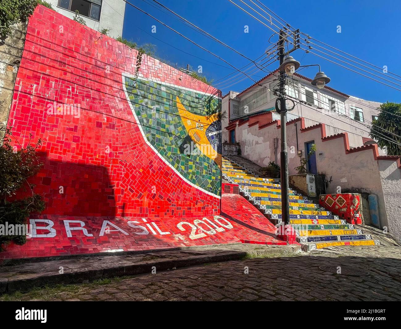 The famous stairs in Rio de Janeiro, decorated by the artist Jorge ...