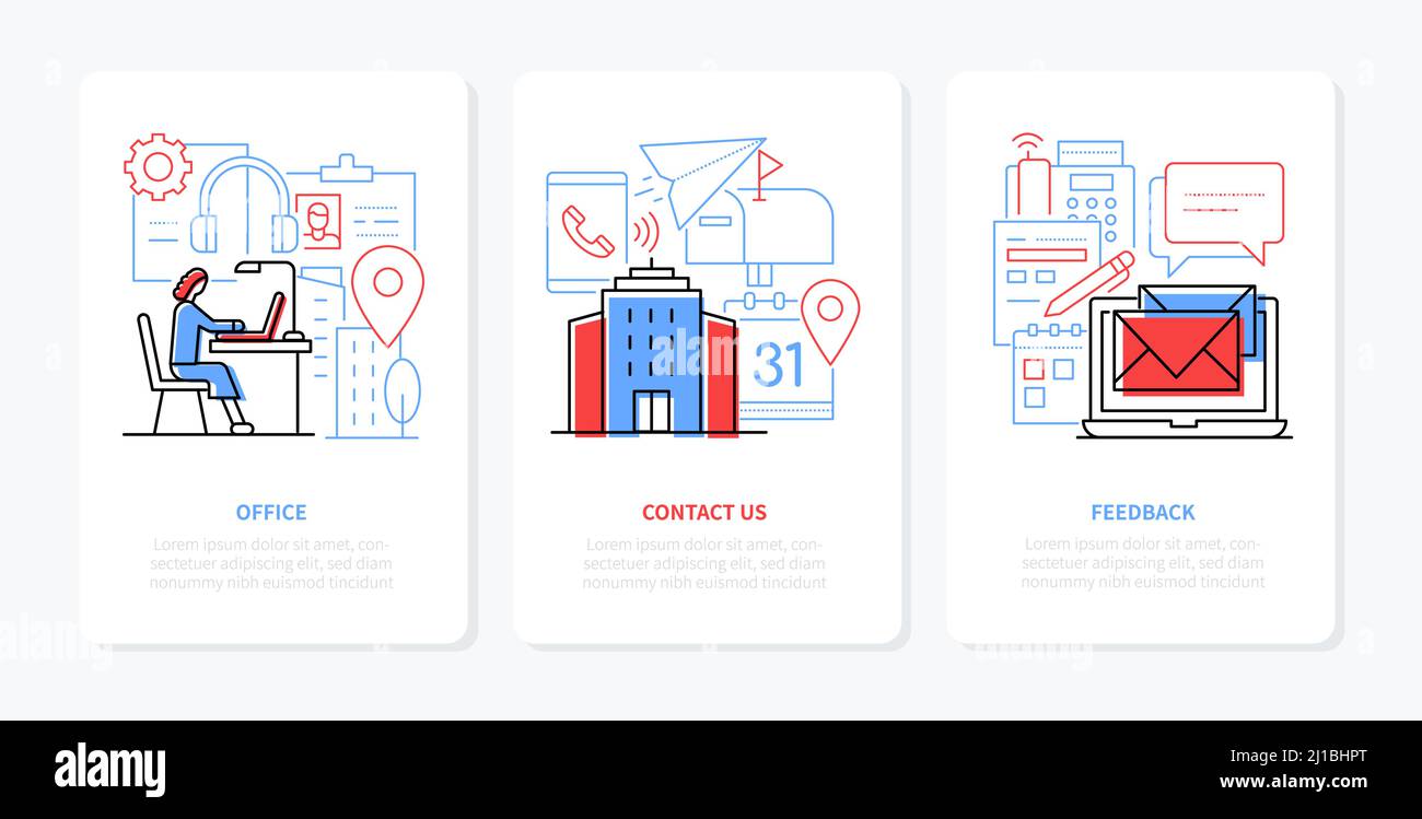 Business and office work - line design style banners set Stock Vector ...