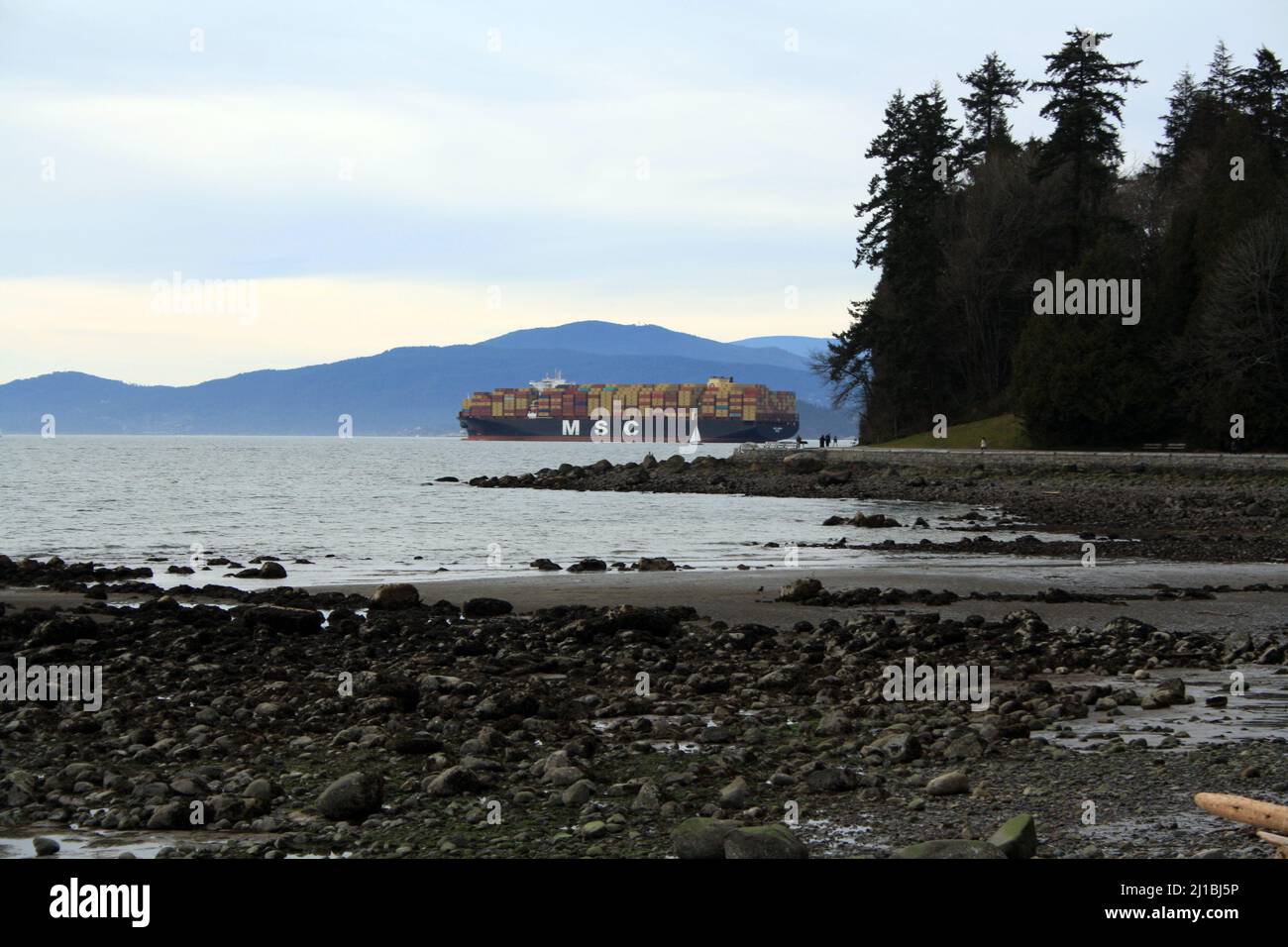 A container ship at English Bay, Vancouver, British Columbia, Canada ...