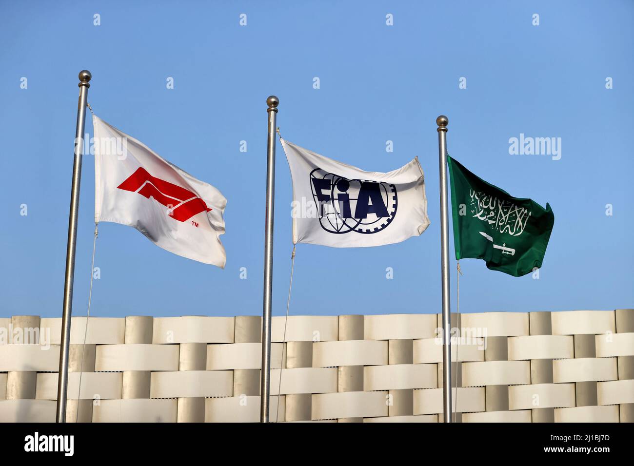 Jeddah, Saudi Arabia. 24th Mar, 2022. Circuit atmosphere - flags. Saudi ...