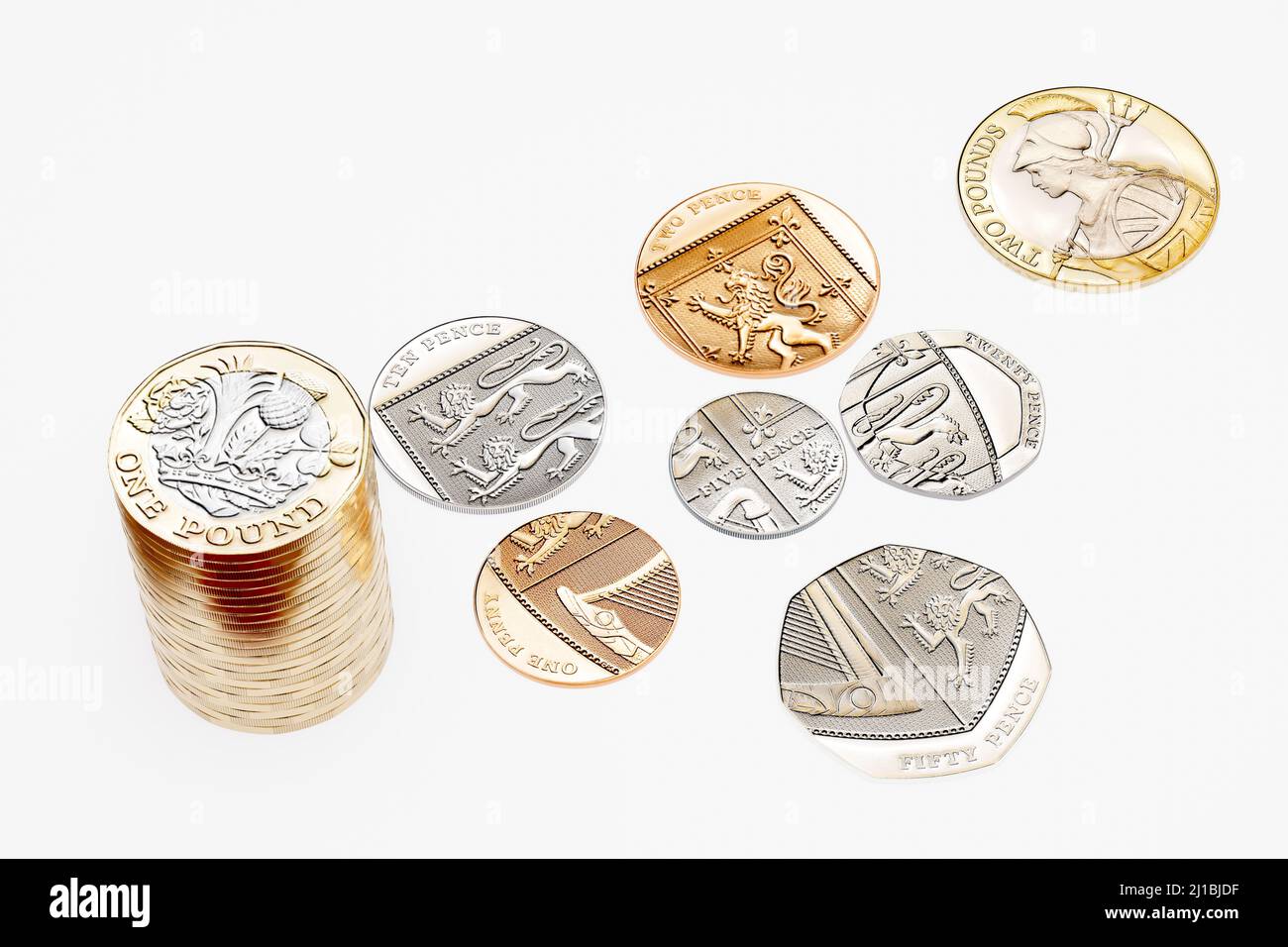 Uk Money Pound and Pence Coins on a White Background, 3D Illustration ...