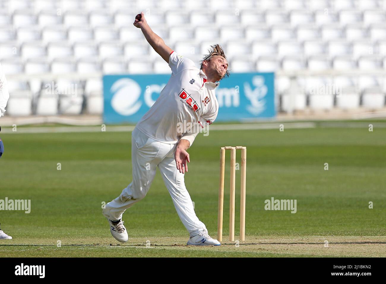 Aaron Beard in bowling action during an Essex CCC Intra-Squad Friendly ...