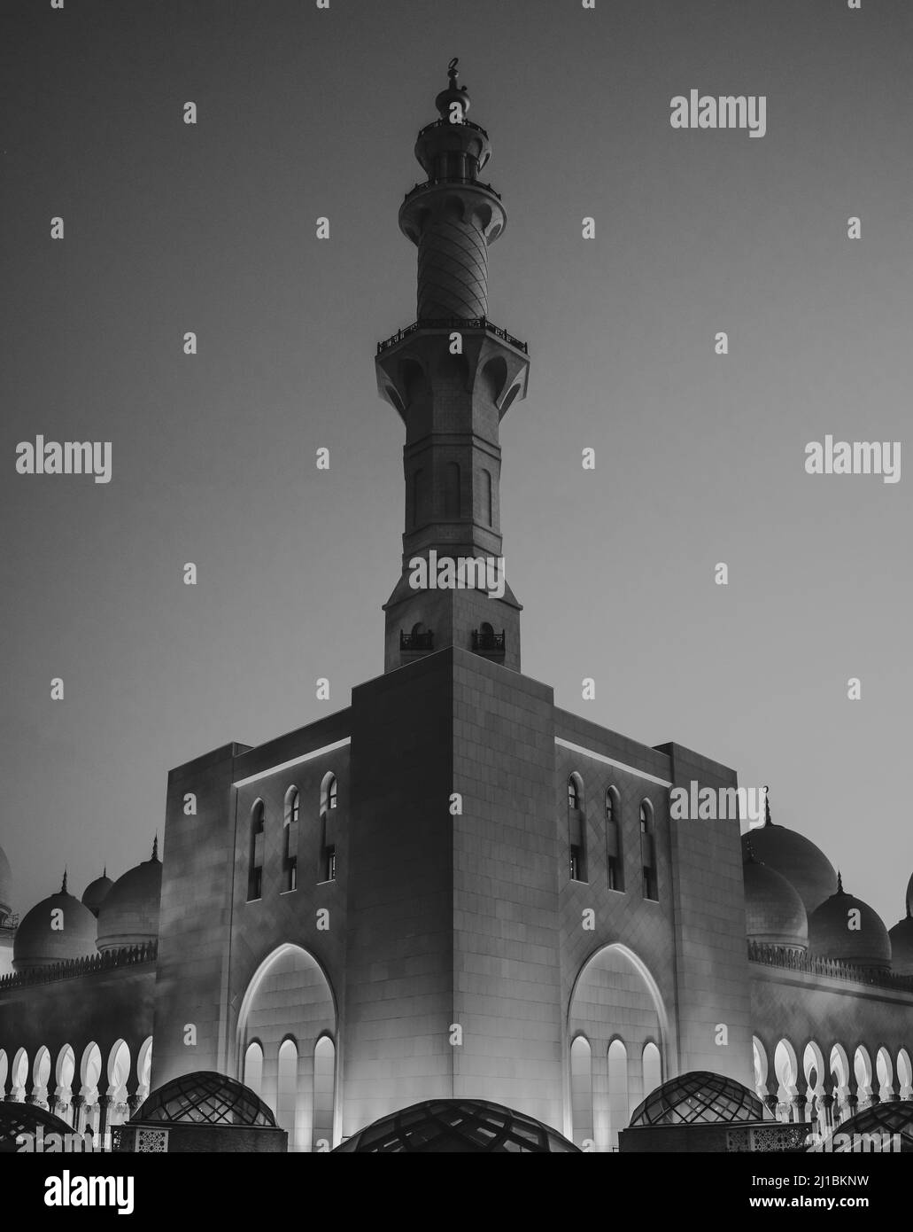 A vertical grayscale close-up of Sheikh Zayed mosque's details Stock ...