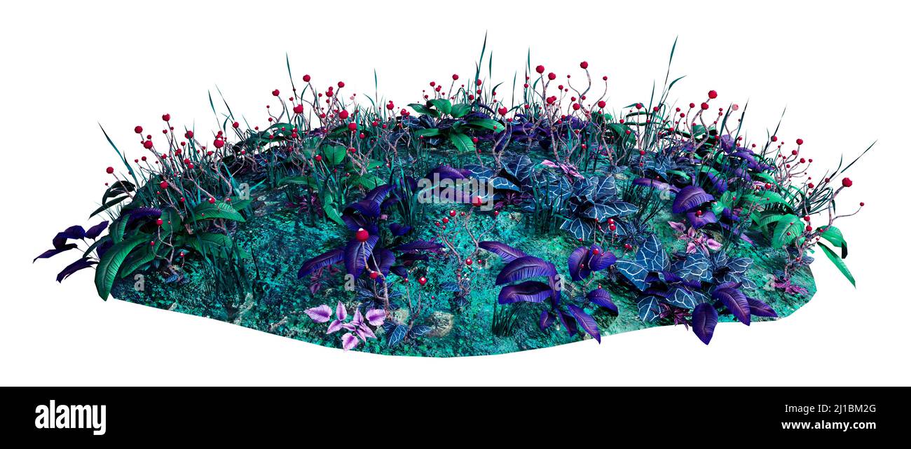 3D rendering of fantasy alien plants isolated on white background Stock ...