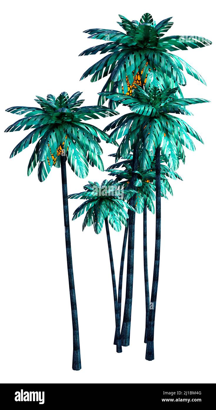 3D rendering of fantasy alien palm trees isolated on white background ...